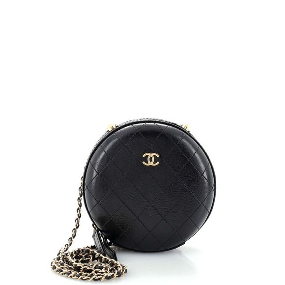 CHANEL | Bags | Chanel Round Chain Crossbody Bag Stitched Calfskin ...